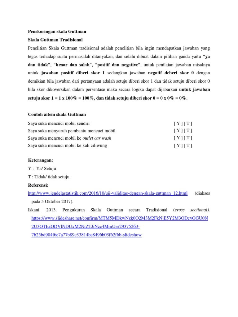 Penskoringan Skala Guttman | PDF