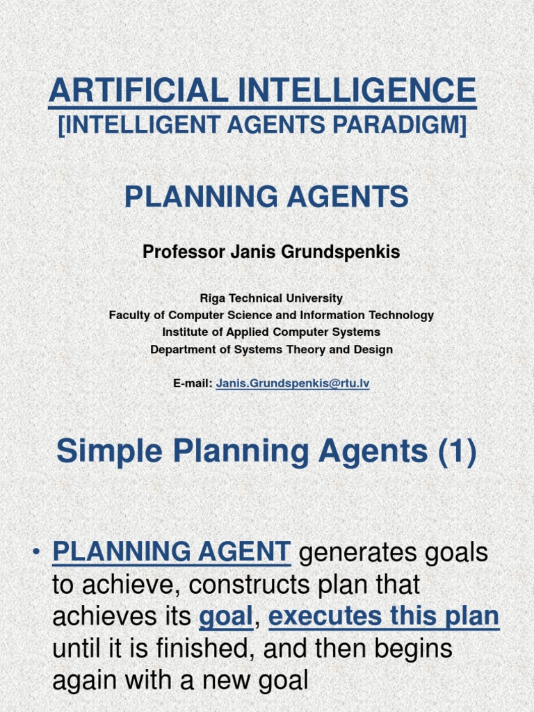 Artificial Intelligence: Planning Agents | PDF | First Order Logic ...