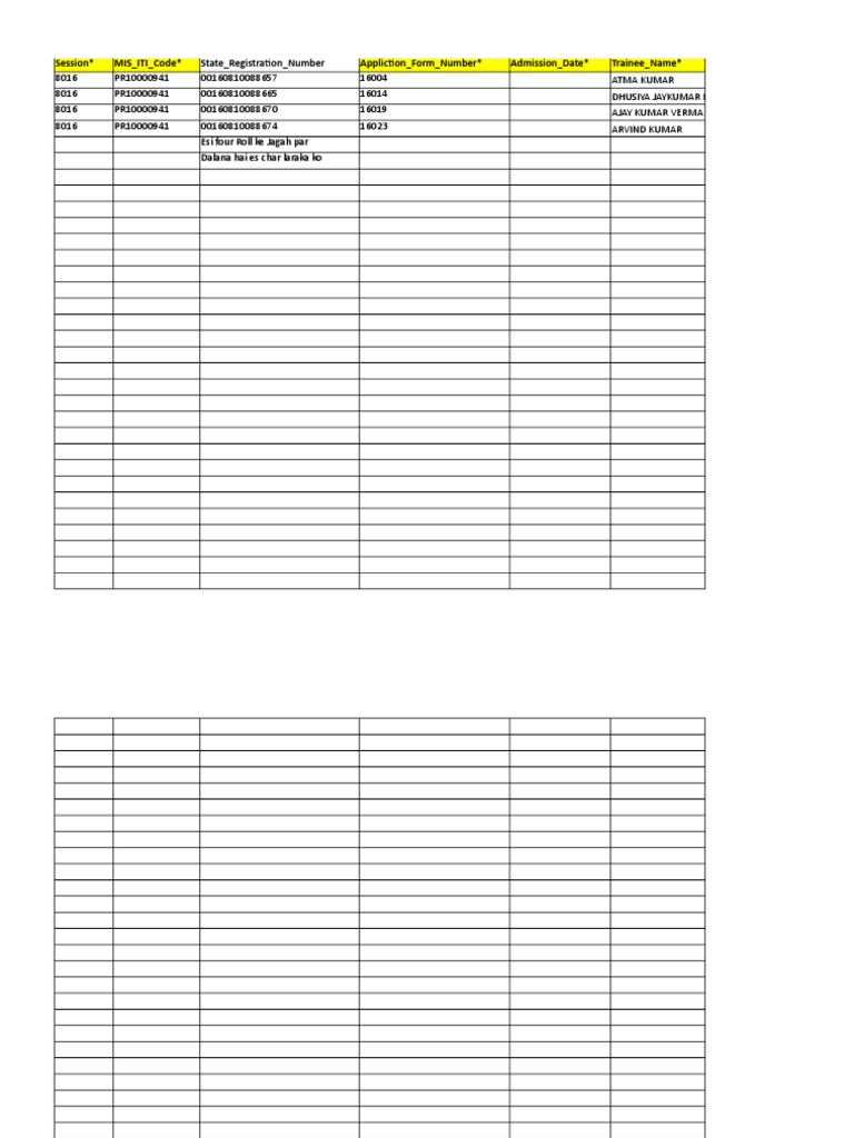 Session MIS - ITI - Code State - Registration - Number Appliction ...