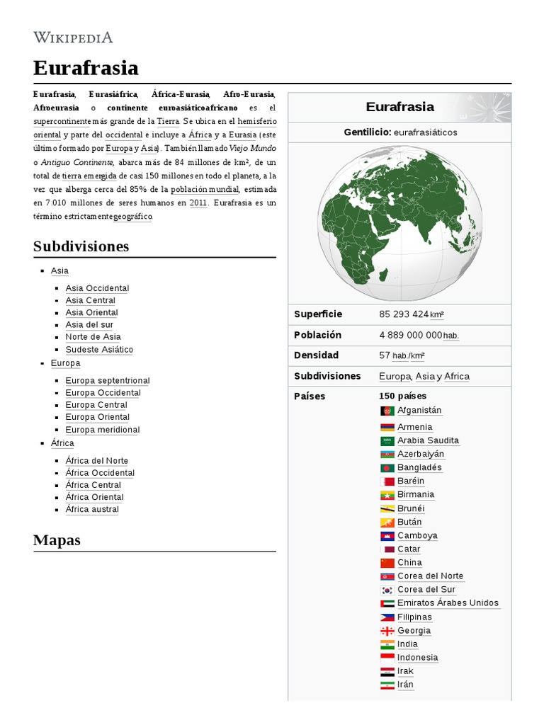 Eurafrasia: Supercontinente Global | PDF | Asia | Idiomas
