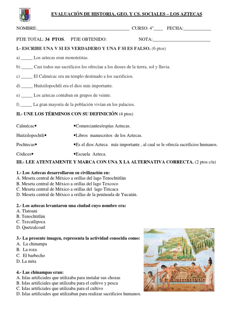 Evaluación de Historia-Aztecas