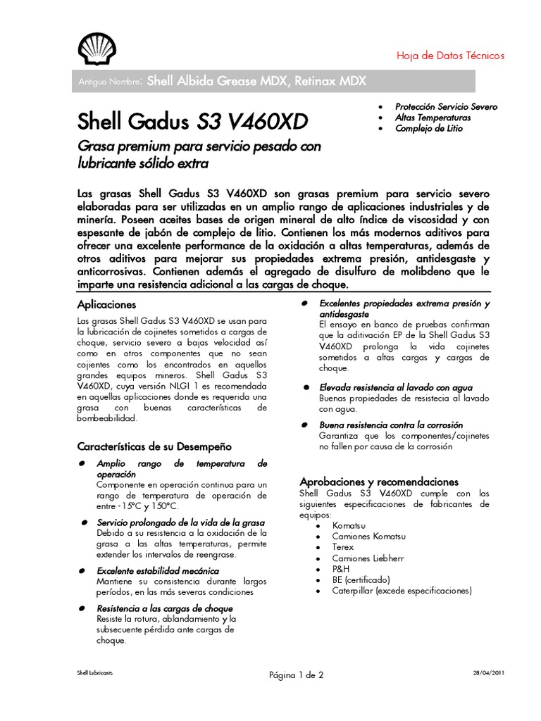 Gadus s3 v460xd 1 | PDF | Química | Materiales