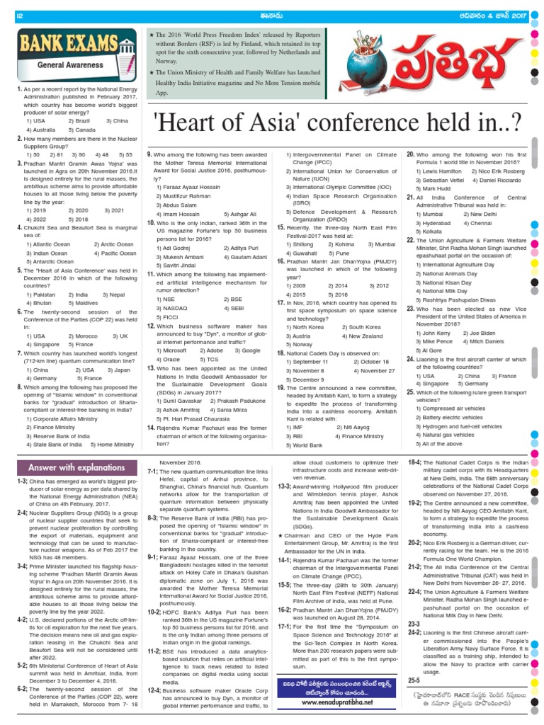 'Heart of Asia' Conference Held In..?: General Awareness | PDF | Nature ...