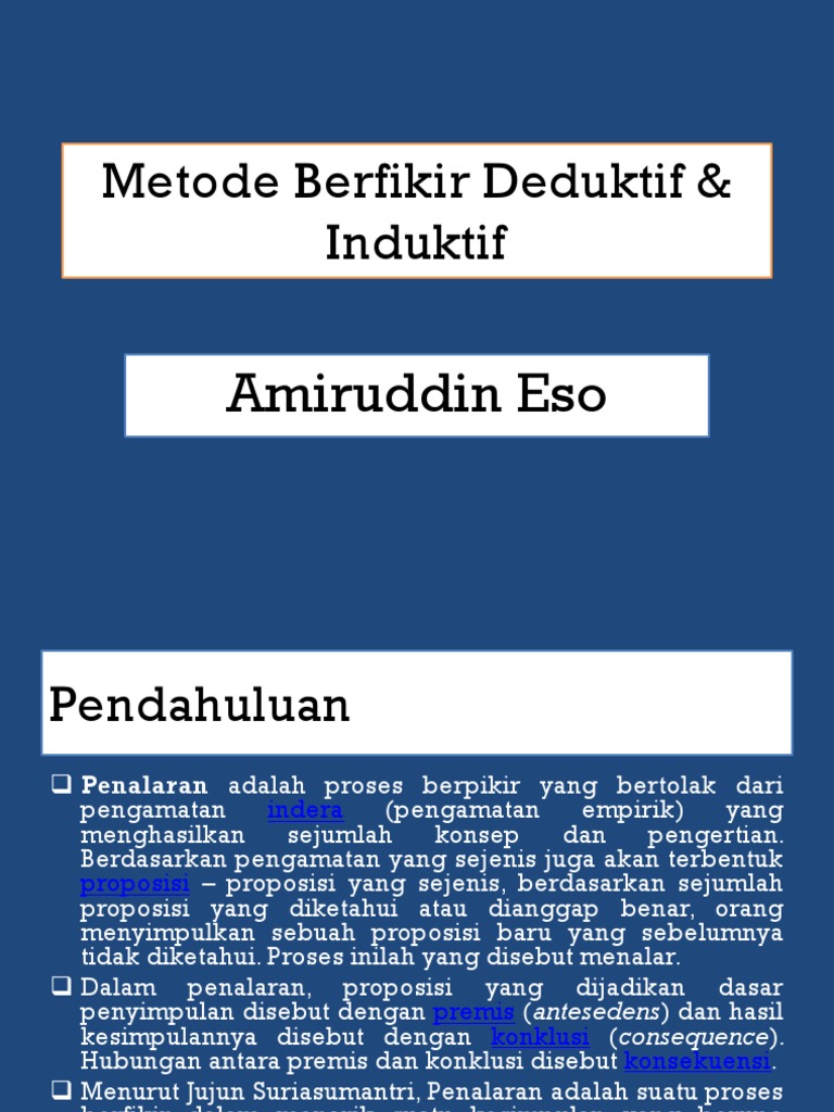 Metode Berfikir Deduktif & Induktif | PDF