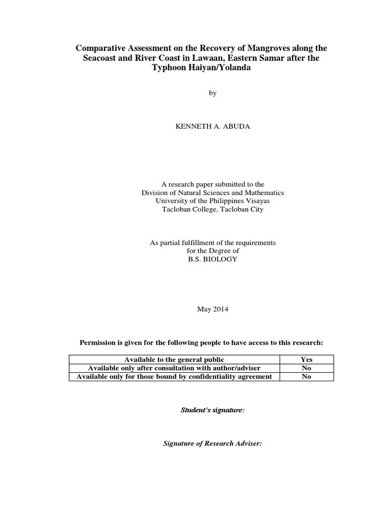 Mangrove Thesis 1st Draft | PDF | Mangrove | Tropical Cyclones
