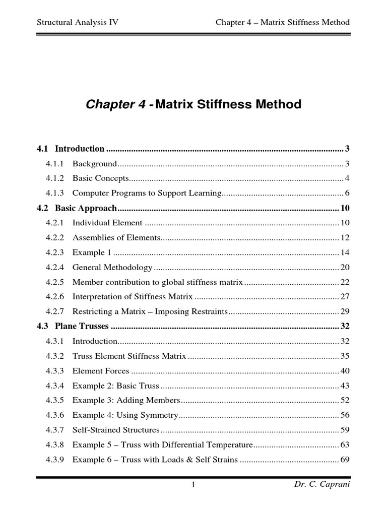 4 - Matrix Stiffness Method | Structural Analysis | Stiffness