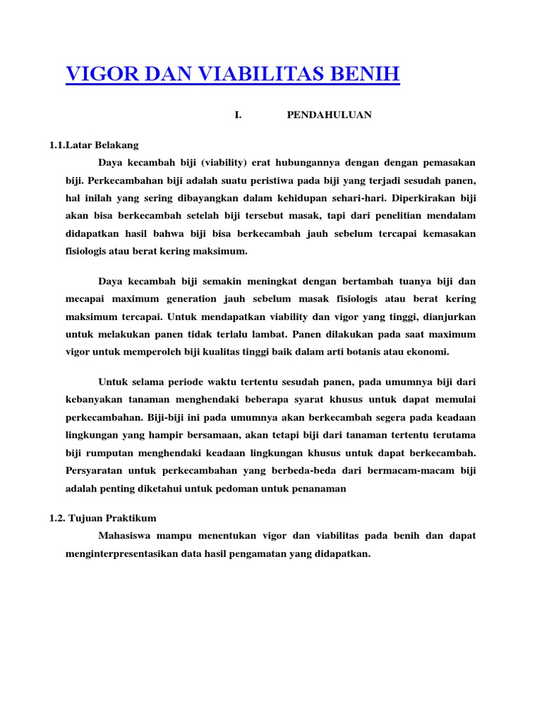 Vigor Dan Viabilitas Benih | PDF