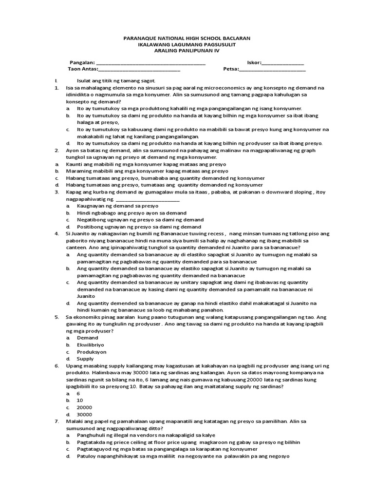 2nd Periodical Test k12 | PDF