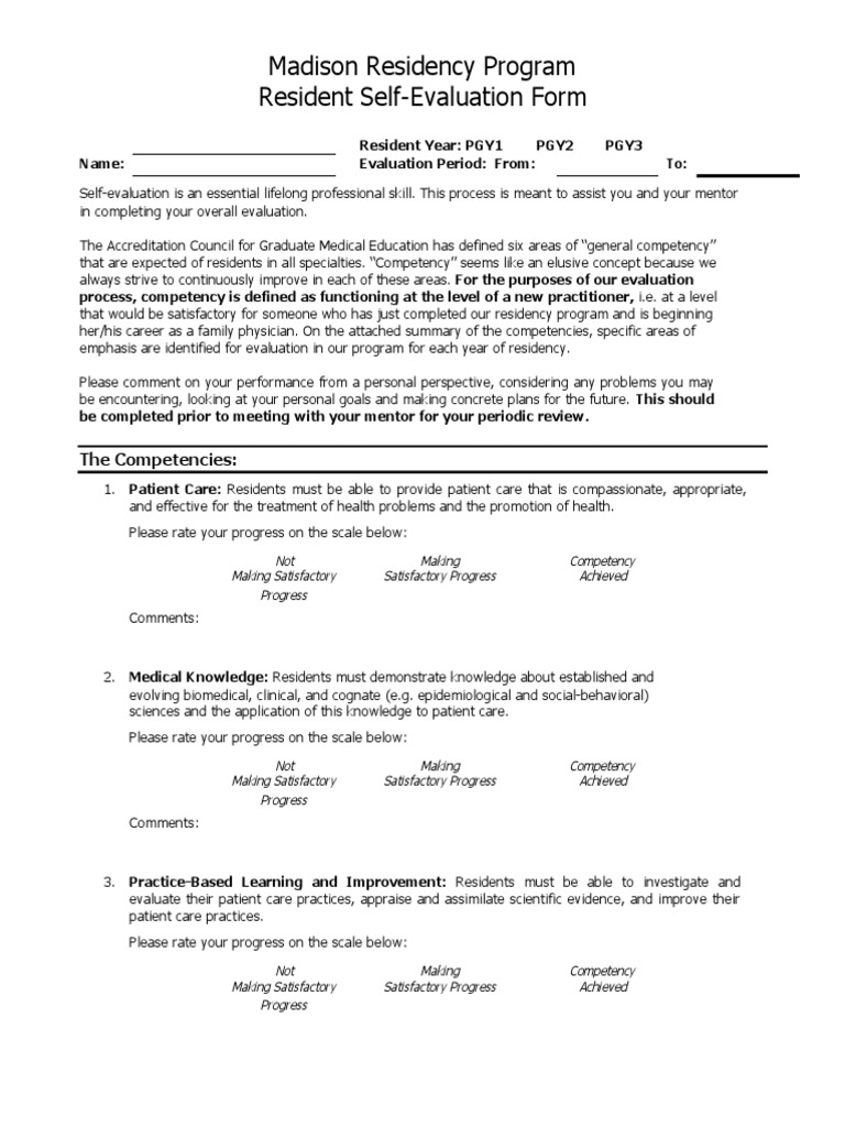 Self Evaluation Examples 17 | PDF | Competence (Human Resources ...
