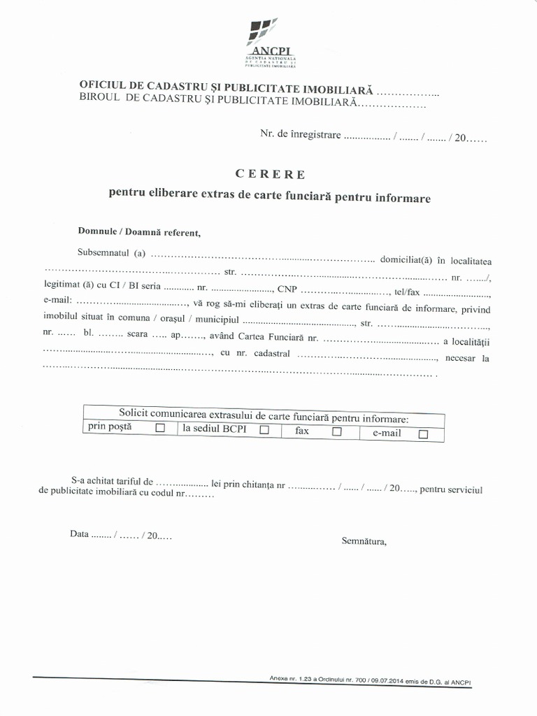 Cerere Extras Carte Funciara Bun | PDF