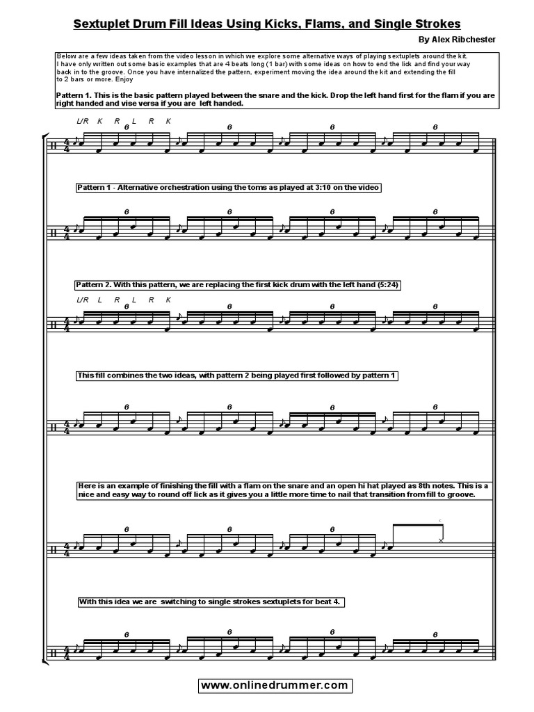 Sextuplet Drum Fill Ideas 3 | PDF | Music Theory | Elements Of Music