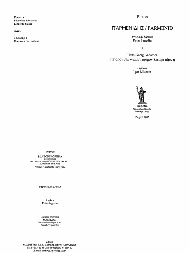Platon Parmenid PDF | PDF