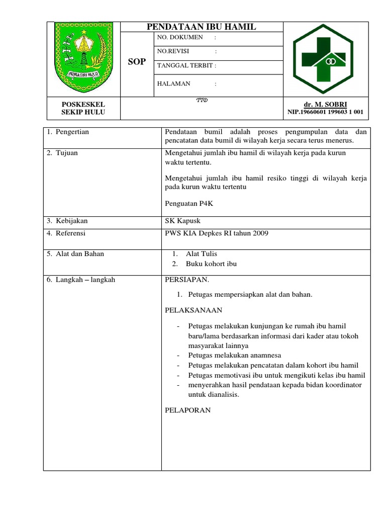 SOP Pendataan Bumil | PDF