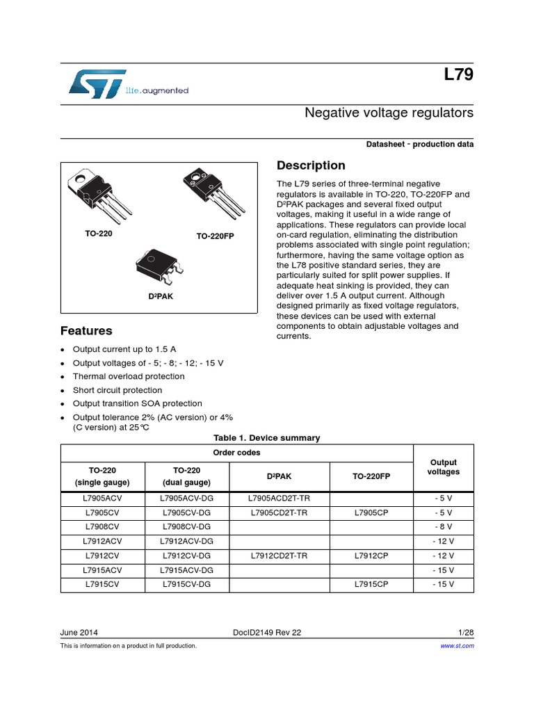 L7905CV Datasheet PDF | PDF | Power Supply | Electronic Engineering