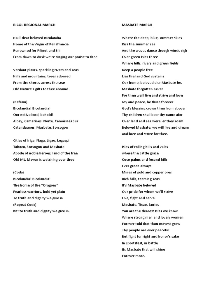 Masbate Bicol March | PDF