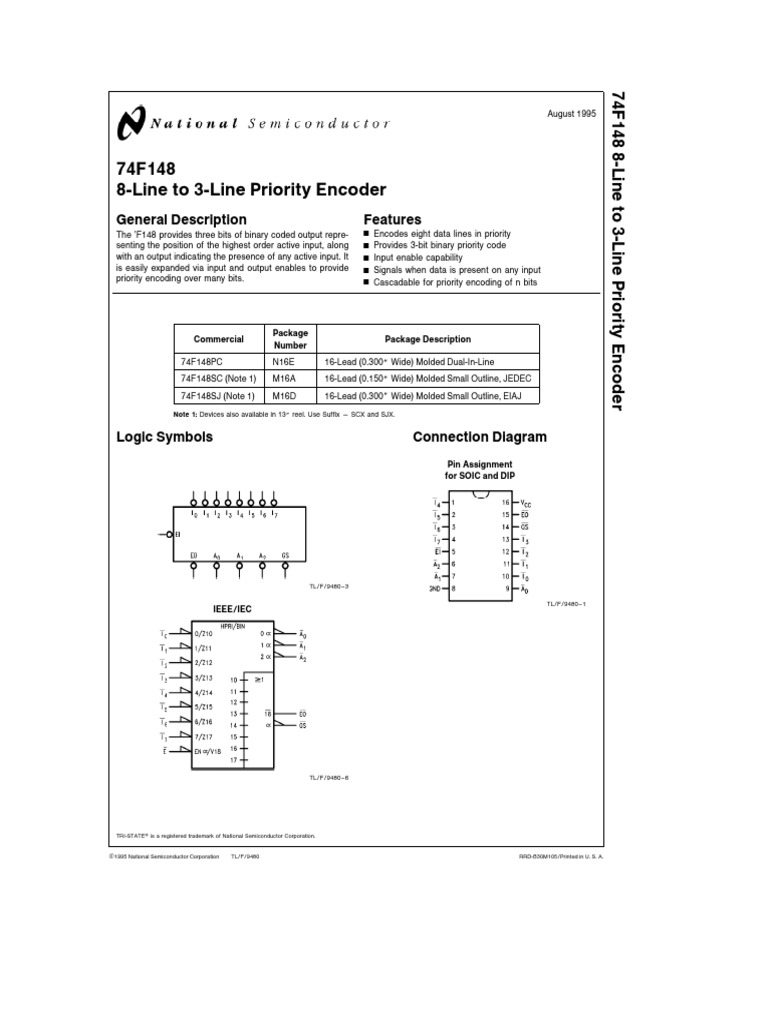 74F148 8-Line to 3-Line Priority Encoder | PDF | Computer Engineering ...