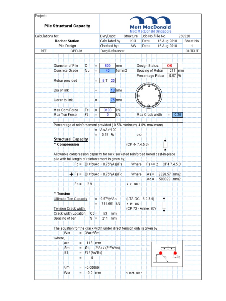 Piles Design Calc PDF | PDF | Deep Foundation | Components