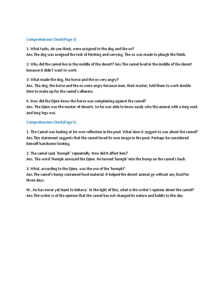 How The Camel Got His Hump | PDF | Language Arts & Discipline