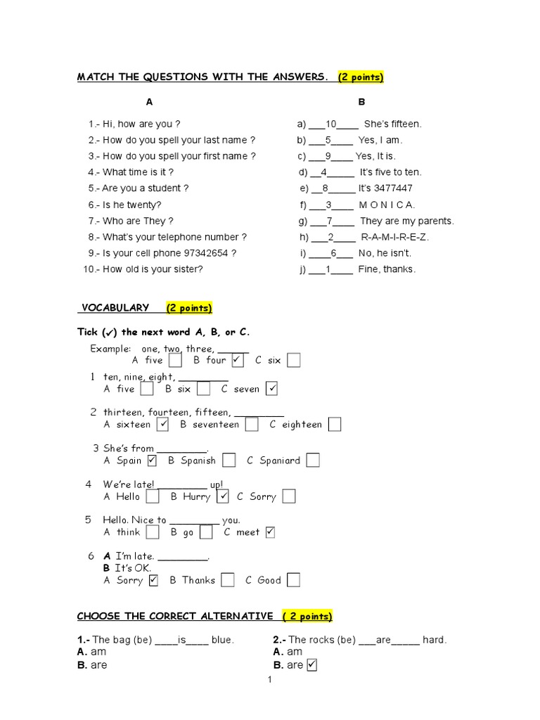 Match The Questions With The Answers. (2 Points) A B | PDF | Languages
