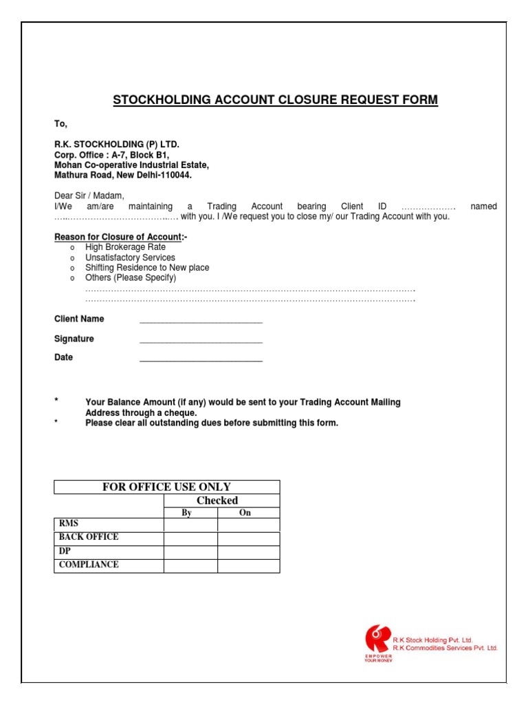 Account Closing Form | PDF