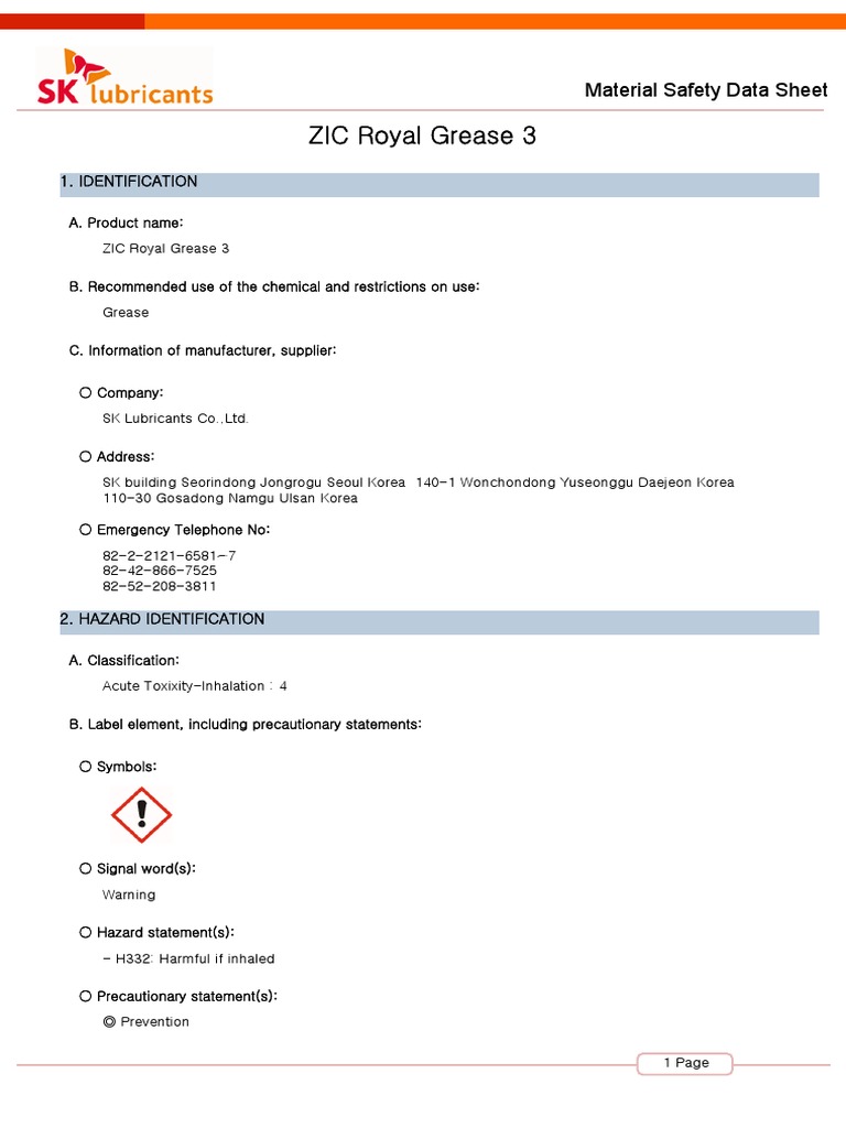 ZIC Royal Grease 3 | Toxicity | Water