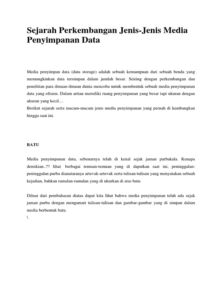 Sejarah Perkembangan Penyimpanan Data | PDF