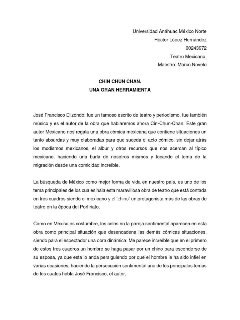 Chin Chun Chan ENSAYO | PDF | México | Comedia