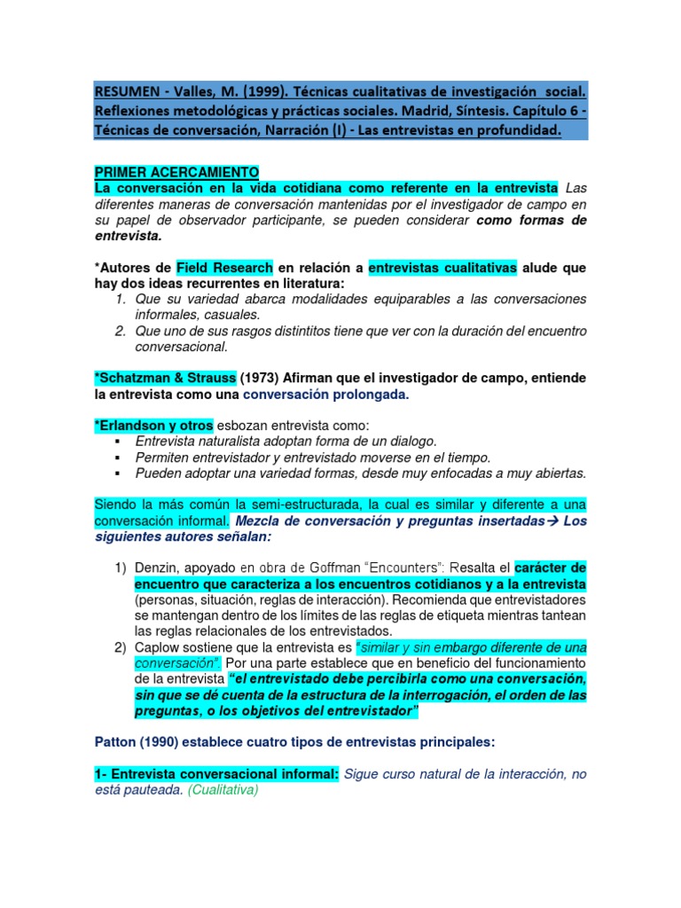 Resumen - Valles. Cap 6 | PDF | Información | Cuestionario