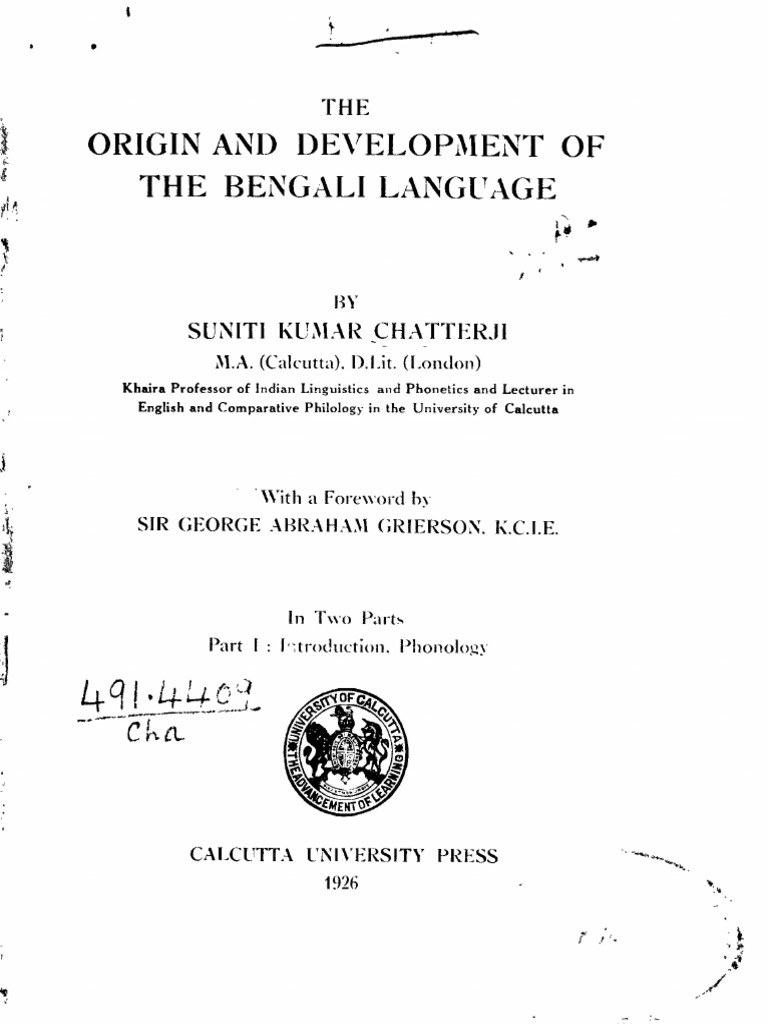 CHATTERJI Origin Development of Bengali Vol 1 | PDF