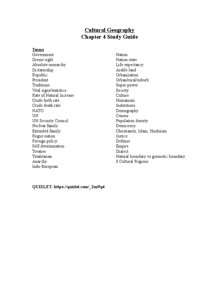 Chapter 4 Test Study Guide | PDF