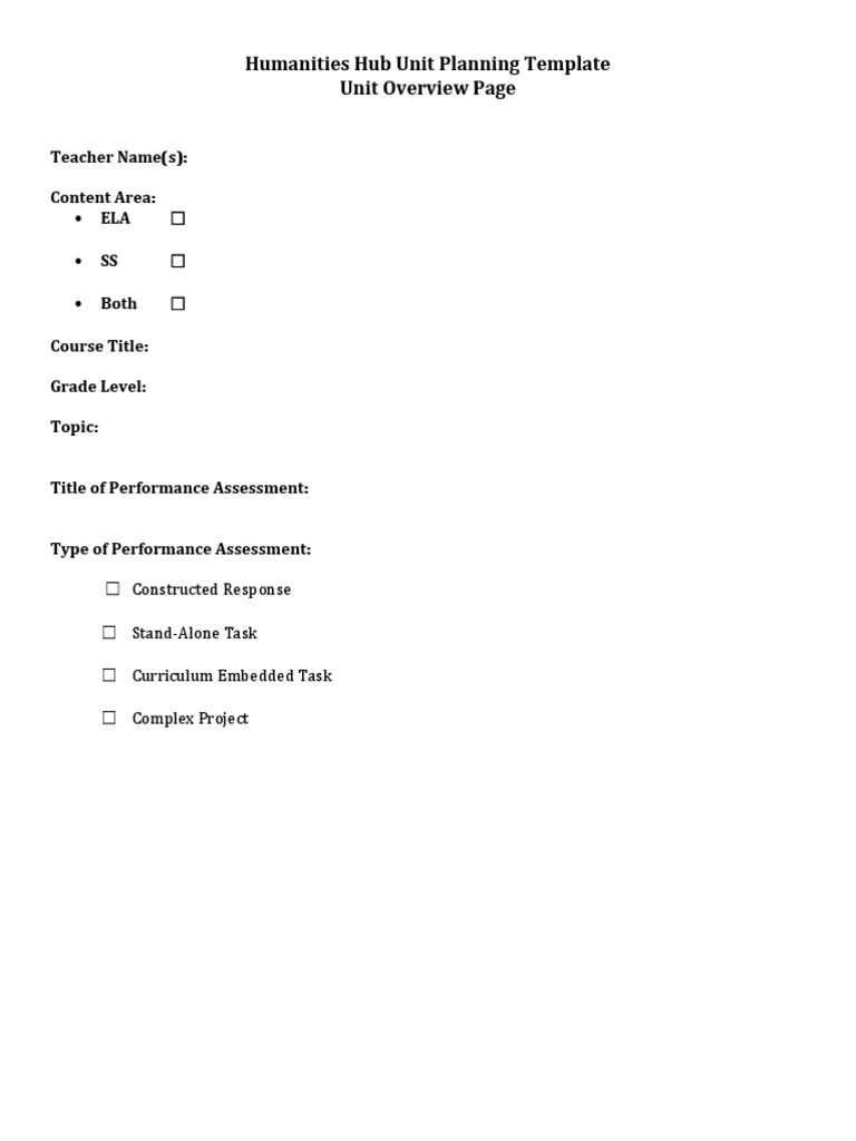 HH Unit Planning Template - Final With CC 1 | PDF | Career & Growth | Art