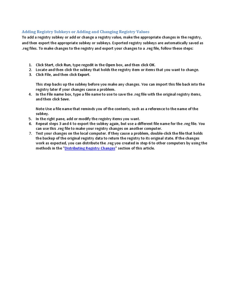 Adding Register Key | PDF