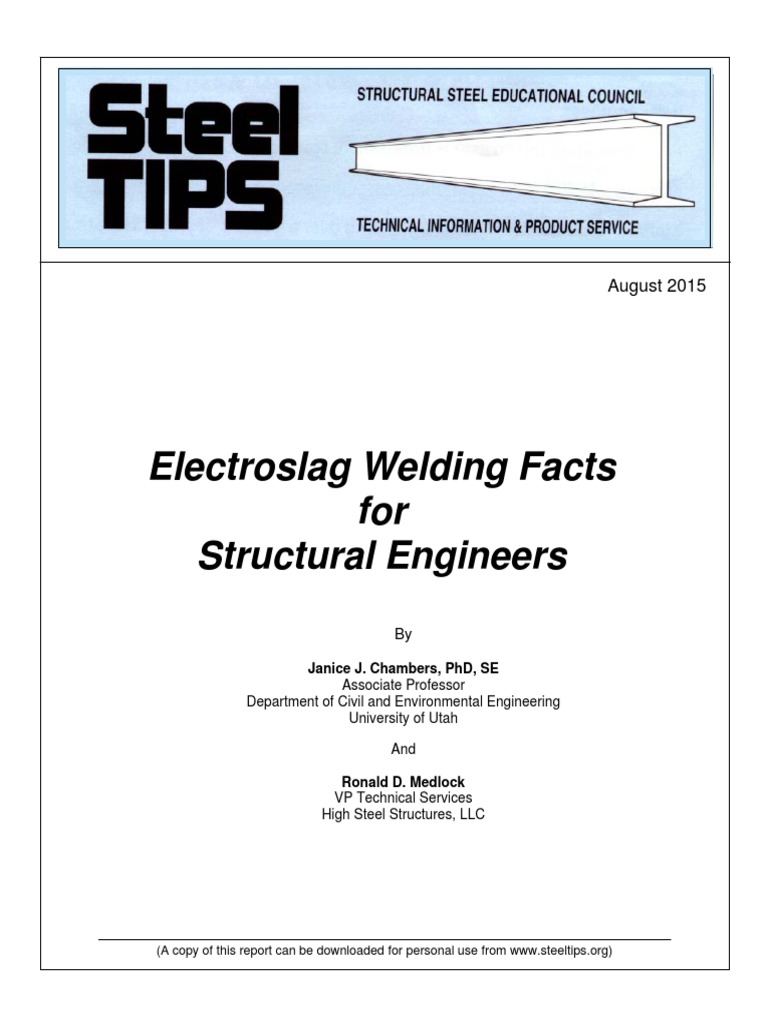 Steel - Tips - Electroslag Welding Facts For Structural Engineers ...
