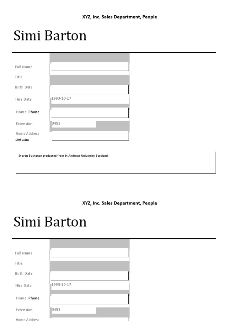 Employee Profile Template - Odt | PDF