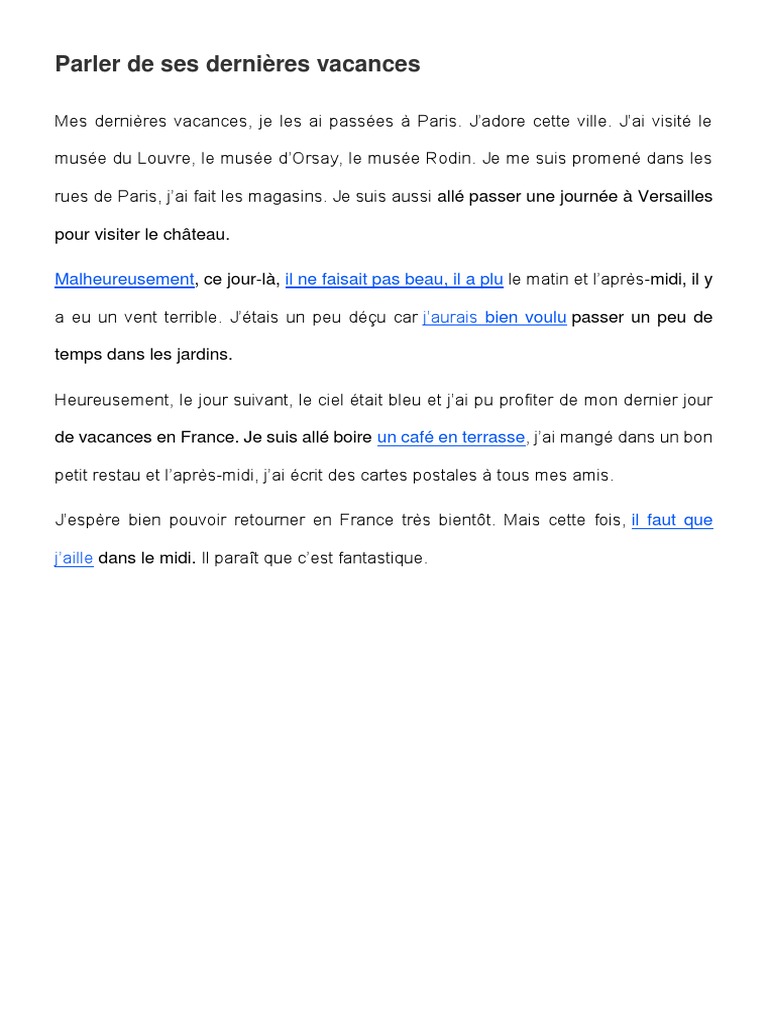 Parler de Ses Dernières Vacances | PDF | Art