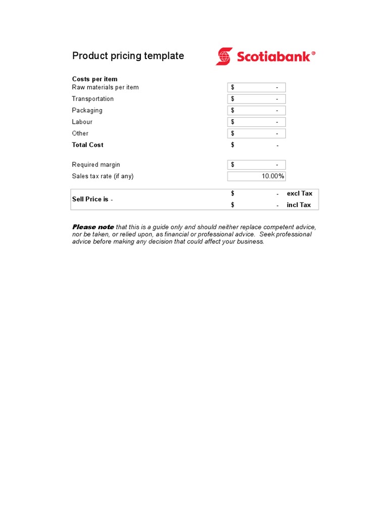 408 Product Pricing Template Scotia en | PDF