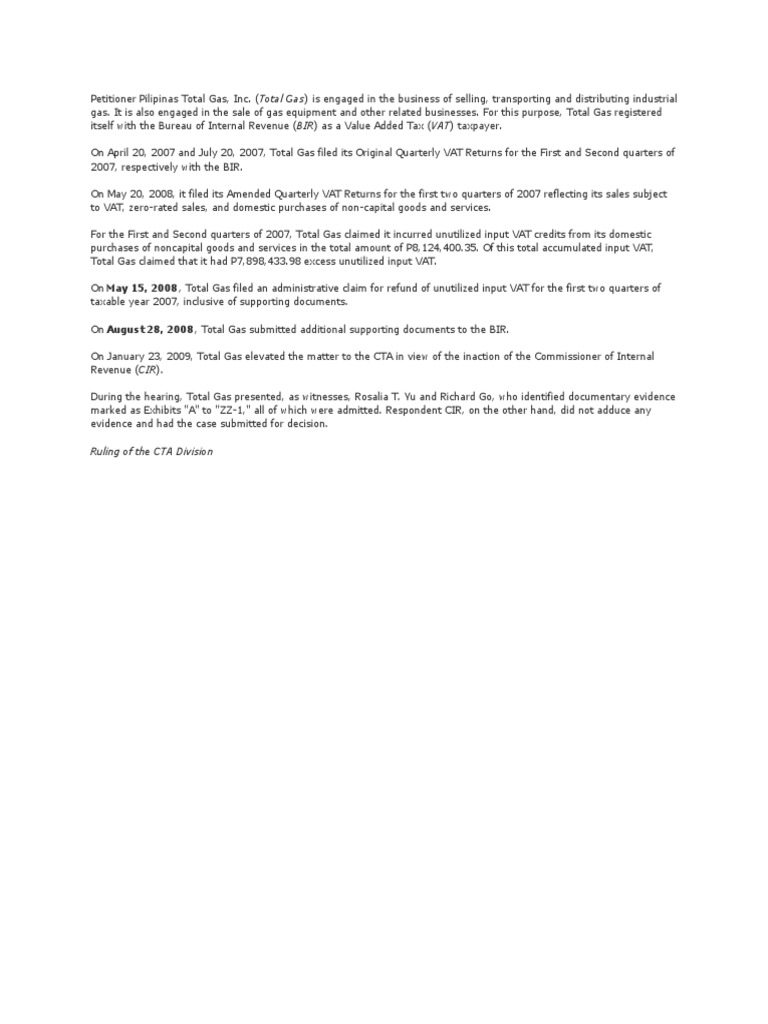 Ruling of The CTA Division | PDF