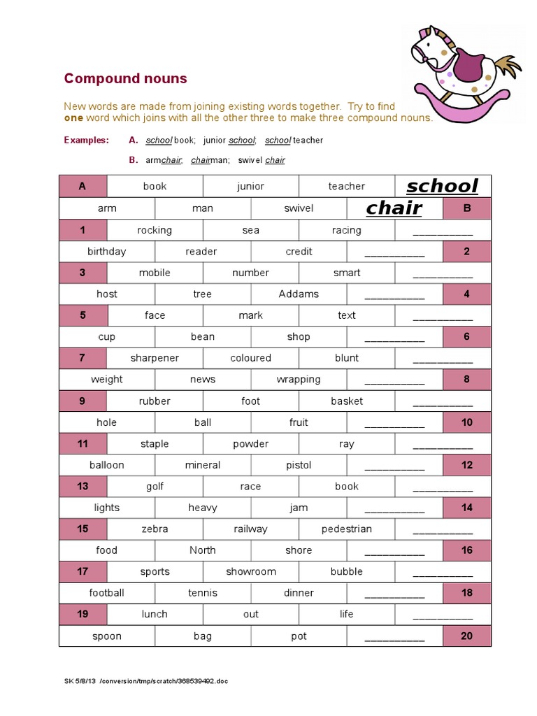 Compound Nouns Brick Wall Puzzle SK | PDF | Sports | Leisure