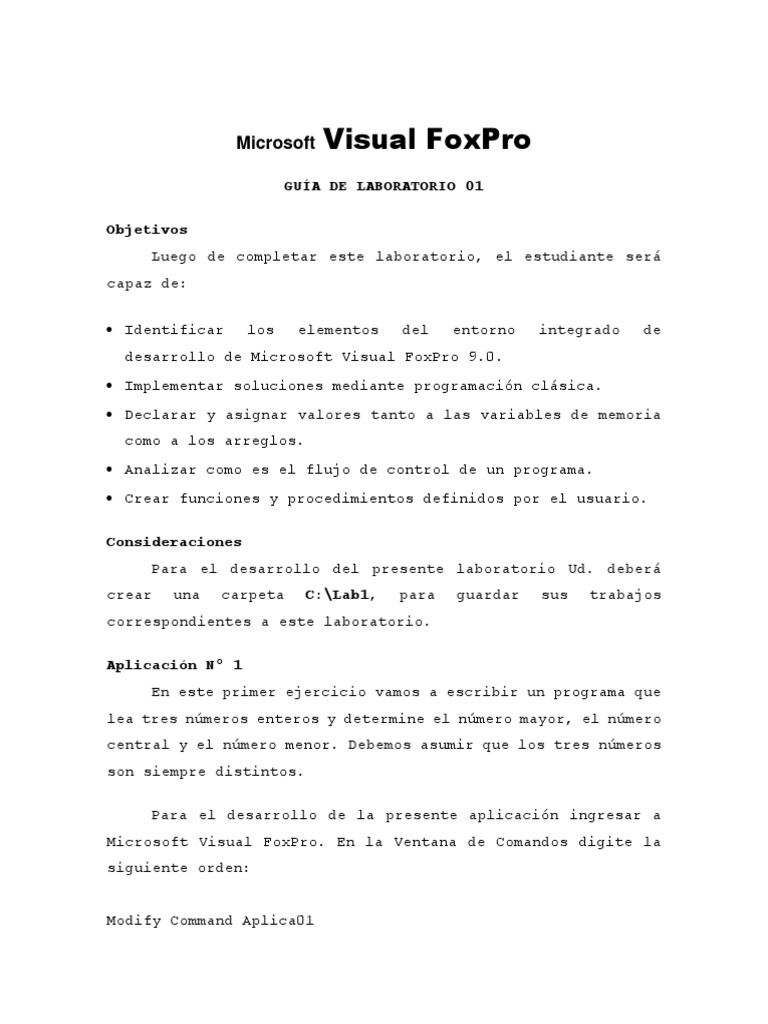 Clase Practica Visual Fox Pro | PDF | Ventana (informática) | Fracción (Matemáticas)