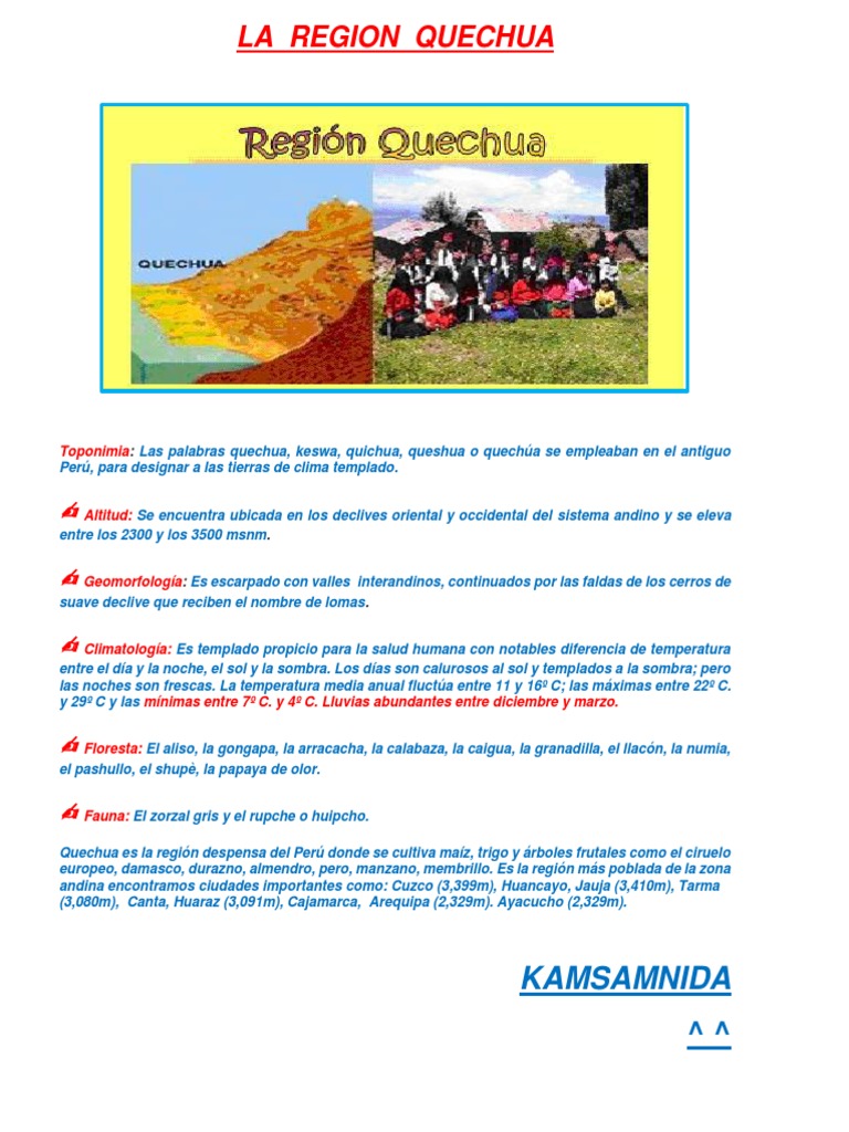 Características de la Región Quechua | PDF
