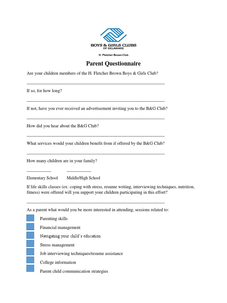BGC Recruiting Questionnaire | PDF | Parenting | Relationships