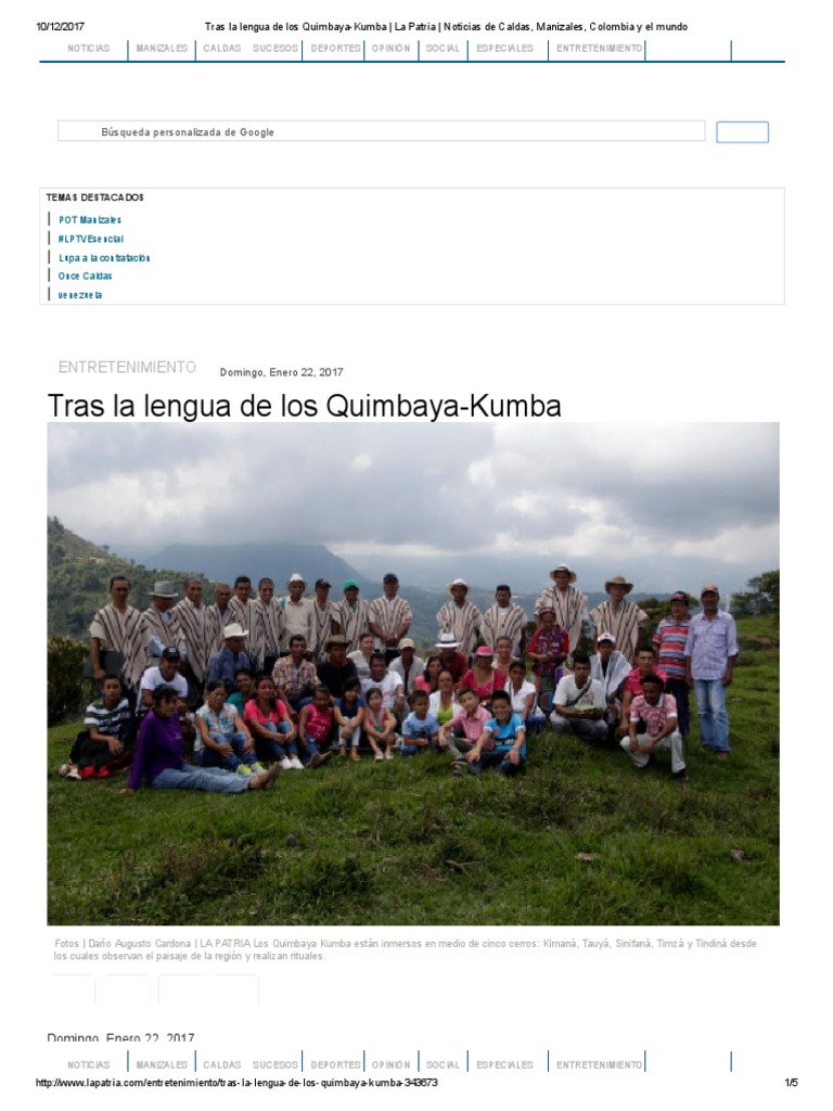 Preserving the Language and Culture of the Quimbaya-Kumba Indigenous ...