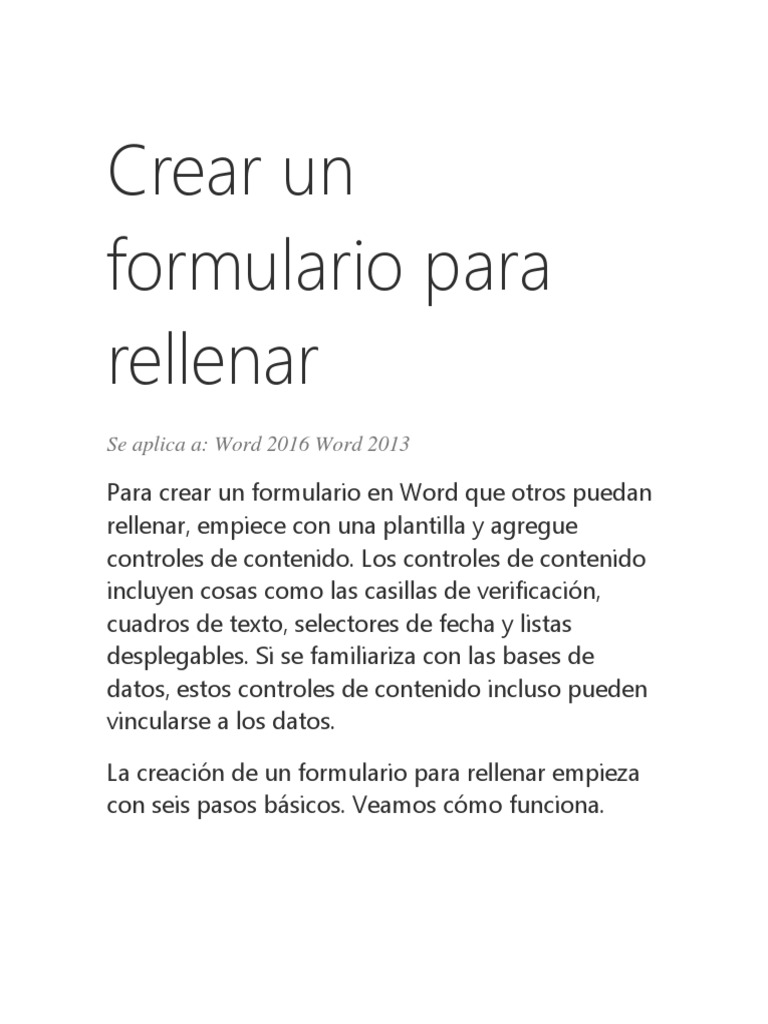 Crear Un Formulario para Rellenar | PDF | Point and Click | Microsoft Word