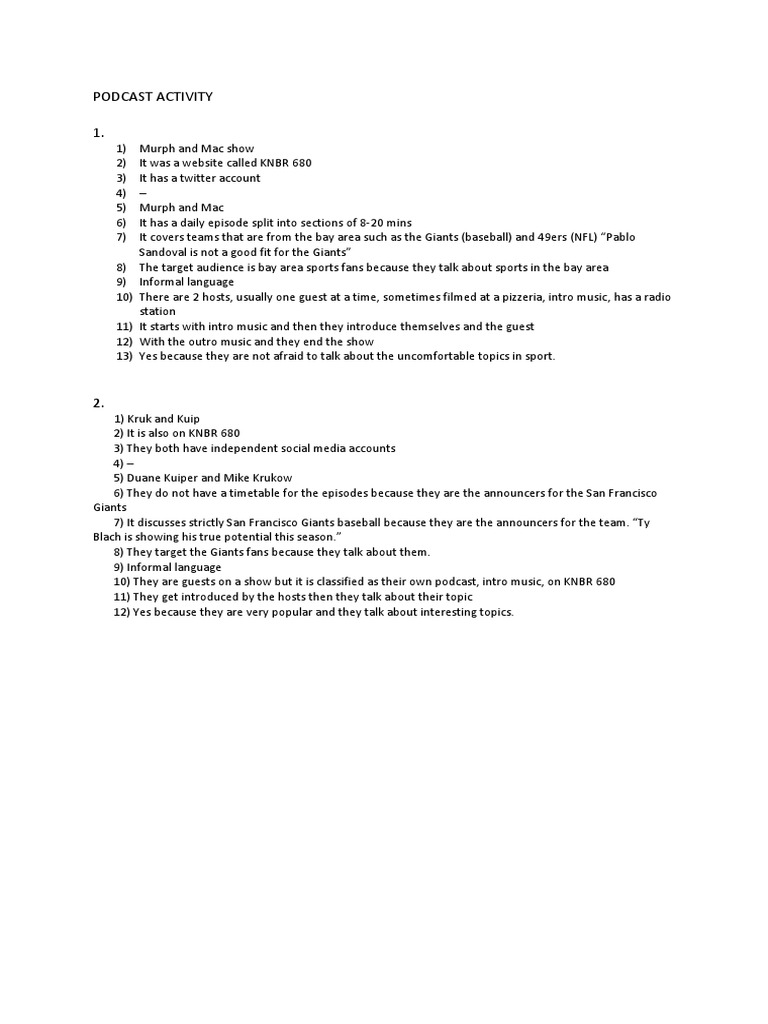 Podcast Activity | PDF