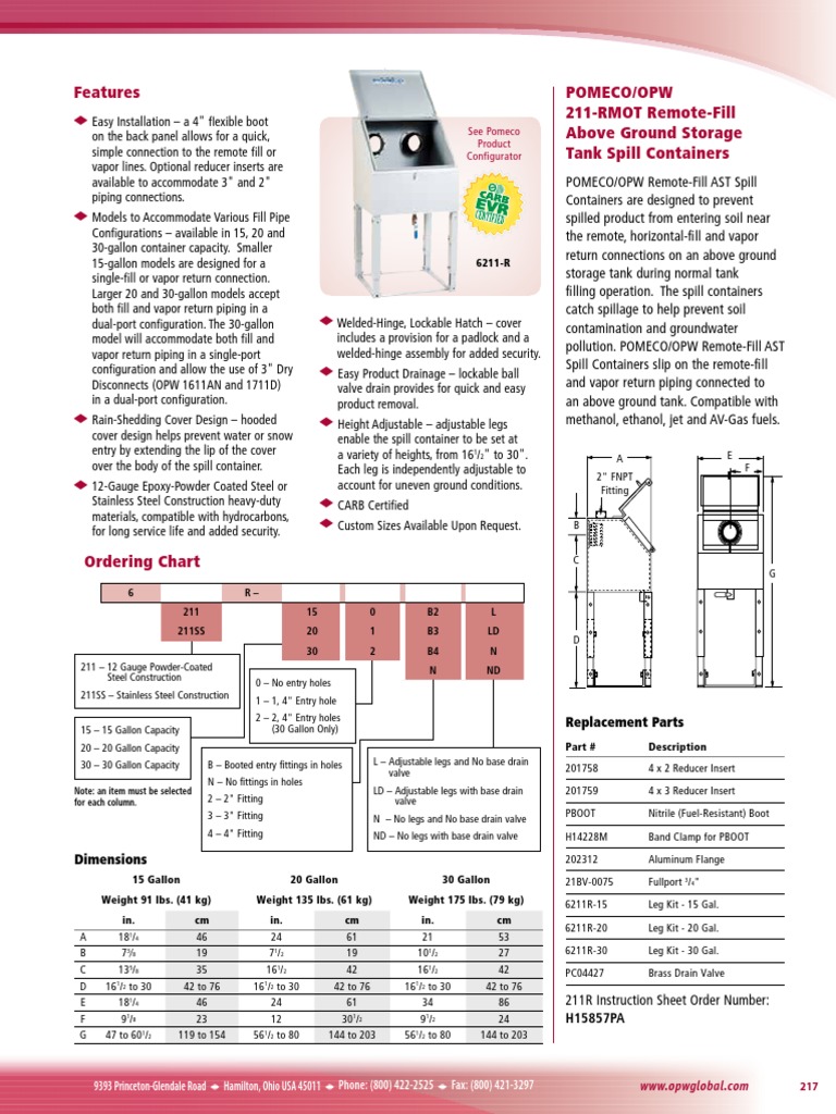 211-RMOT Remote-Fill Spill Container | PDF | Water | Nature