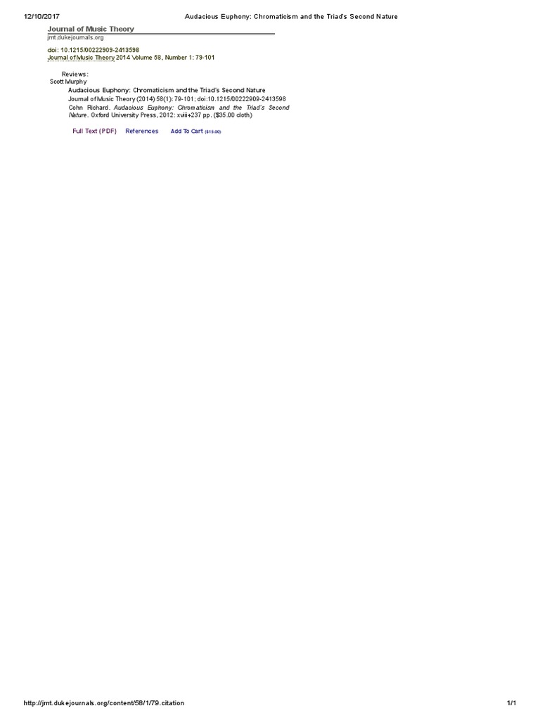 Audacious Euphony - Chromaticism and The Triad's Second Nature | PDF