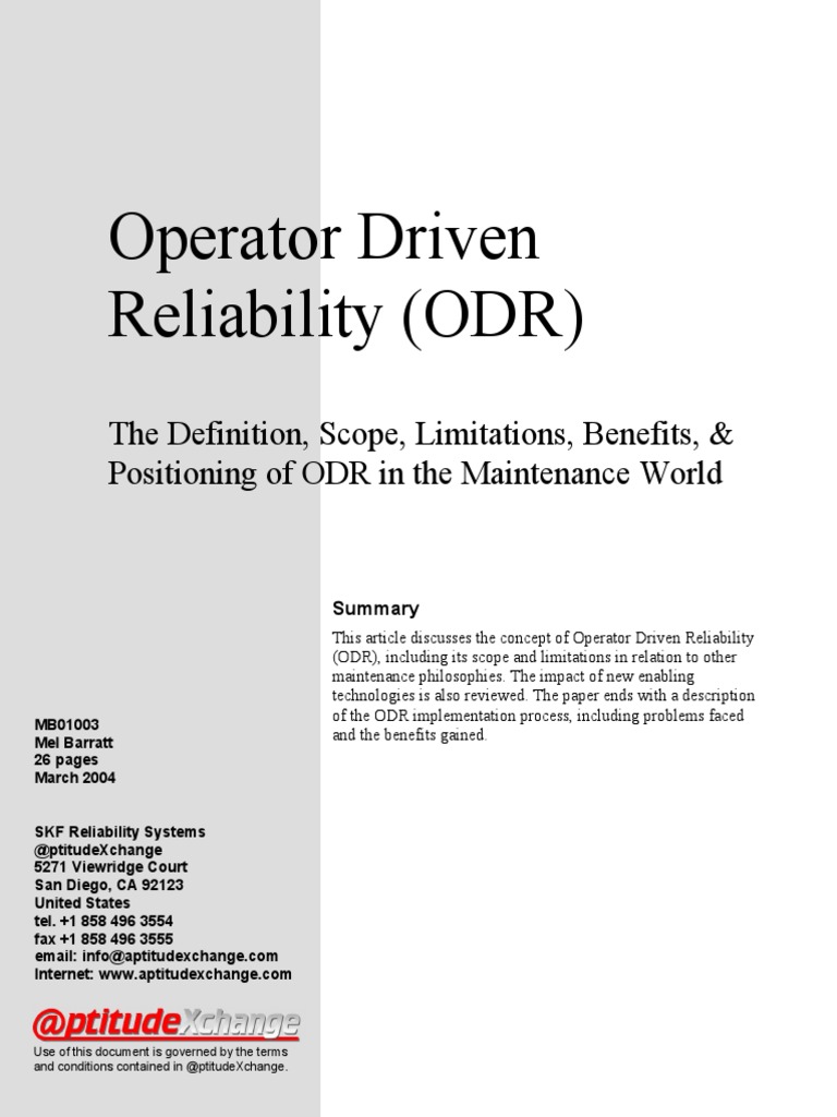 ODR | PDF | Reliability Engineering | Business Process