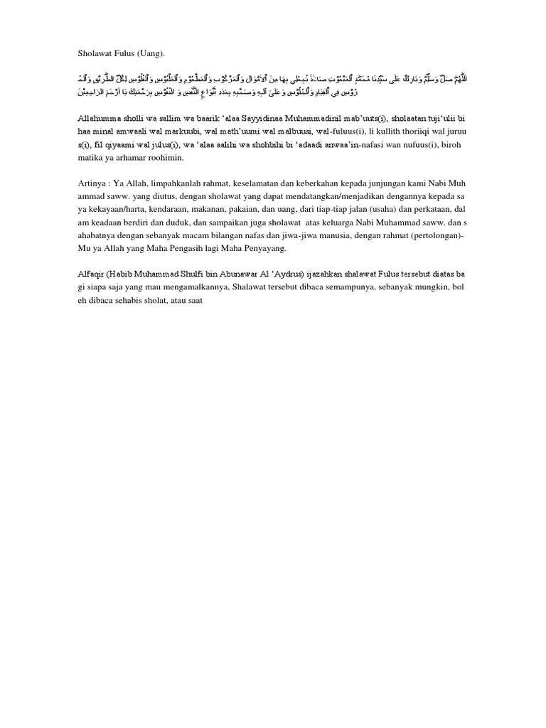 Sholawat Fulus | PDF