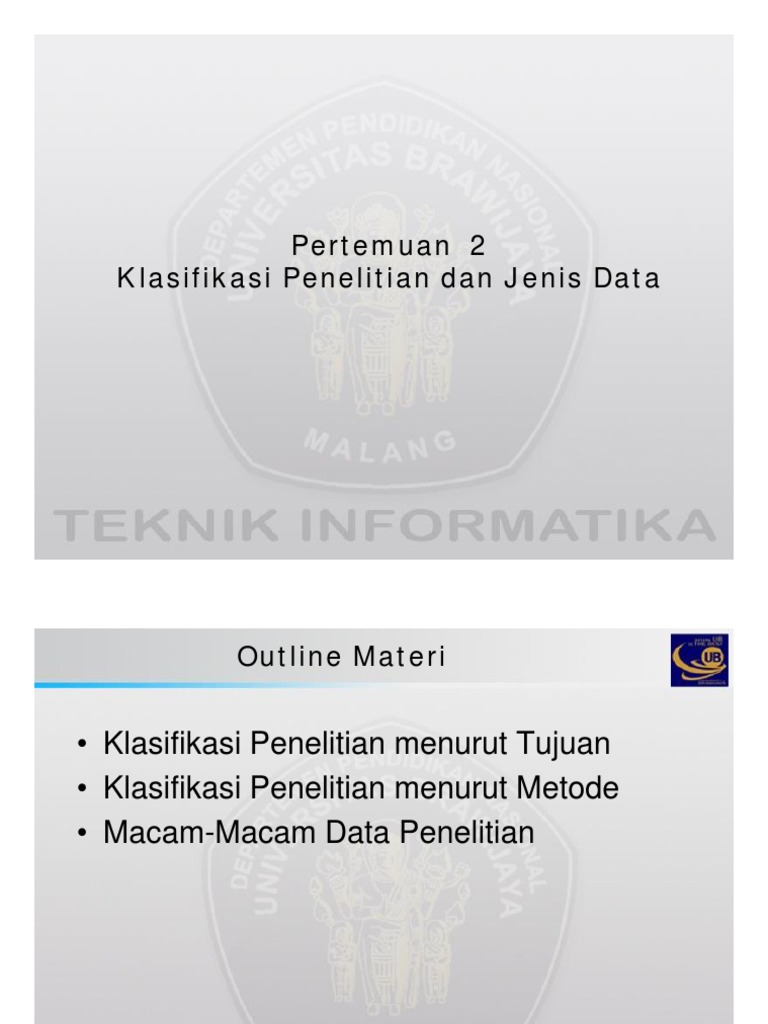 Klasifikasi Penelitian Dan Jenis Data Pdf Pdf