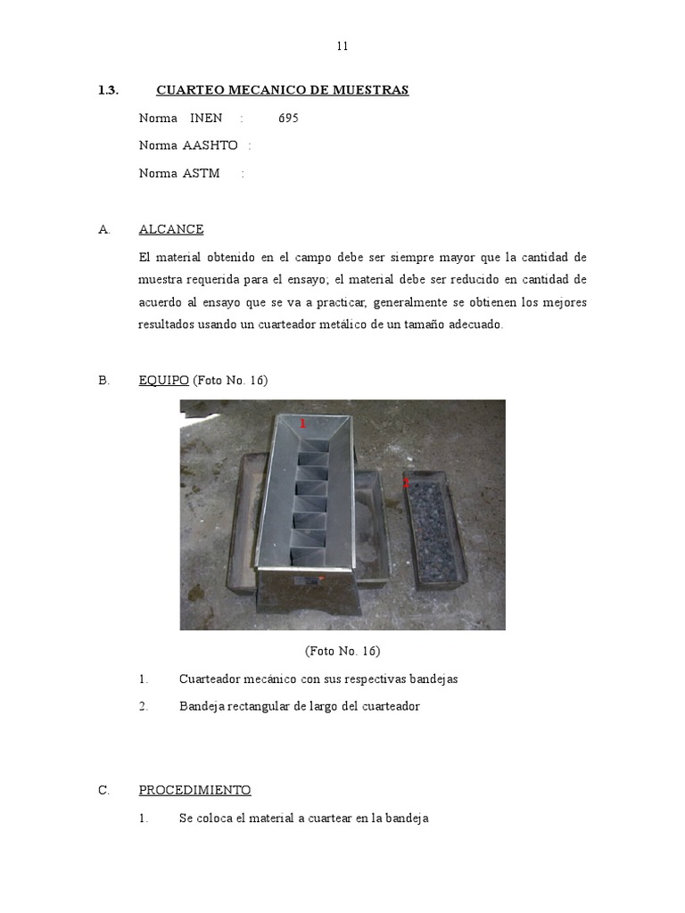 1.3 Cuarteo Mecanico de Muestras | PDF